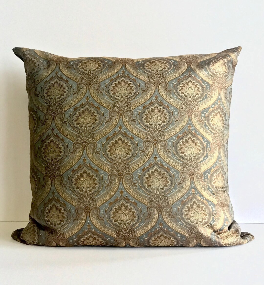 Traditional Hourglass Motif Euro Pillow Cover: Bronze, Gold & Blue - Etsy