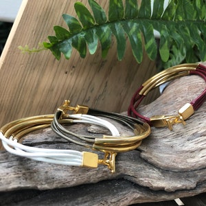 4 Strand Genuine High Quality Leather Cord Bracelet With Platted Gold ...