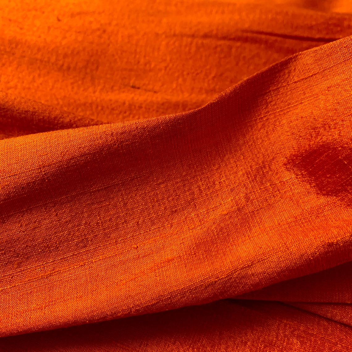 Dark Orange Pure Silk Fabric Raw Silk Fabric Indian Dupion Etsy