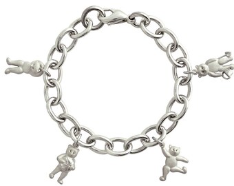 Sterling Silver Swinging Teddy Bear Charm David Jonns | Etsy