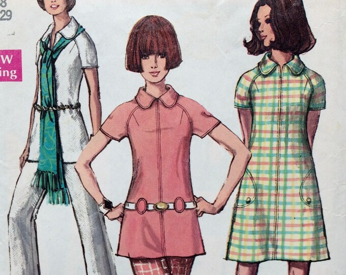 Simplicity 8689, Zipper Front A-line Dress, Raglan Sleeve Dress, Tunic ...