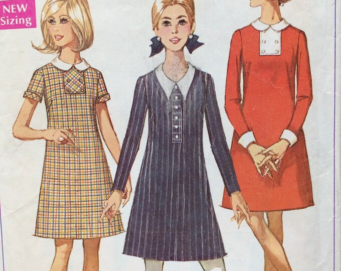 Simplicity 7852, Mod Dress, A-line Mini Dress, Peter Pan Collar ...