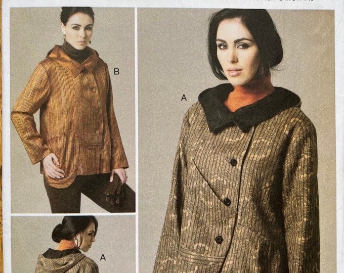 Vogue 8752, Uncut, Marcy Tilton, Wearable Art, Hooded Jacket, Asymmetrical, Unusual Pockets ...