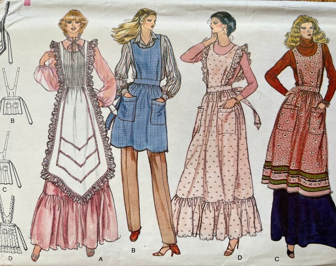Vogue 7256, Uncut, Full Length Apron, Ruffle Edge Apron, Pintuck Apron ...