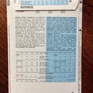 Butterick 6555, Uncut, Swimwear Pattern, Bikini Swimsuit, One Piece ...