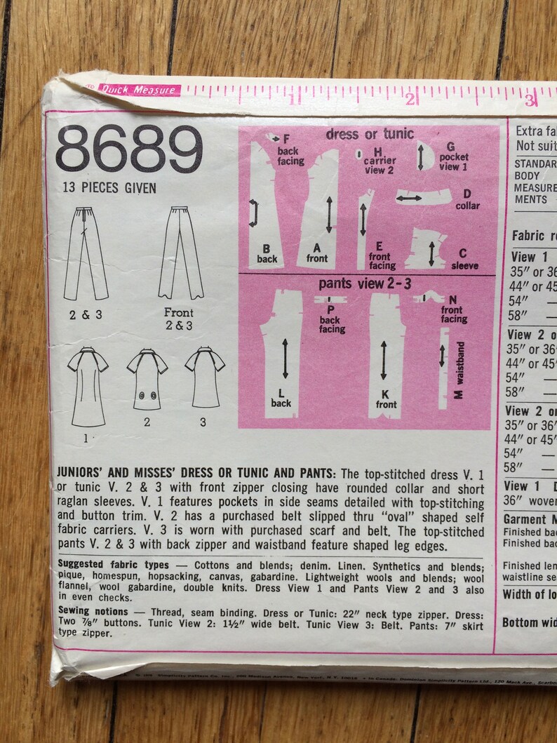 Simplicity 8689 Zipper Front A-line Dress Raglan Sleeve - Etsy