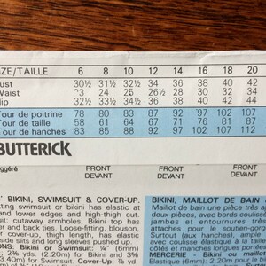 Butterick 6555, Uncut, Swimwear Pattern, Bikini Swimsuit, One Piece ...