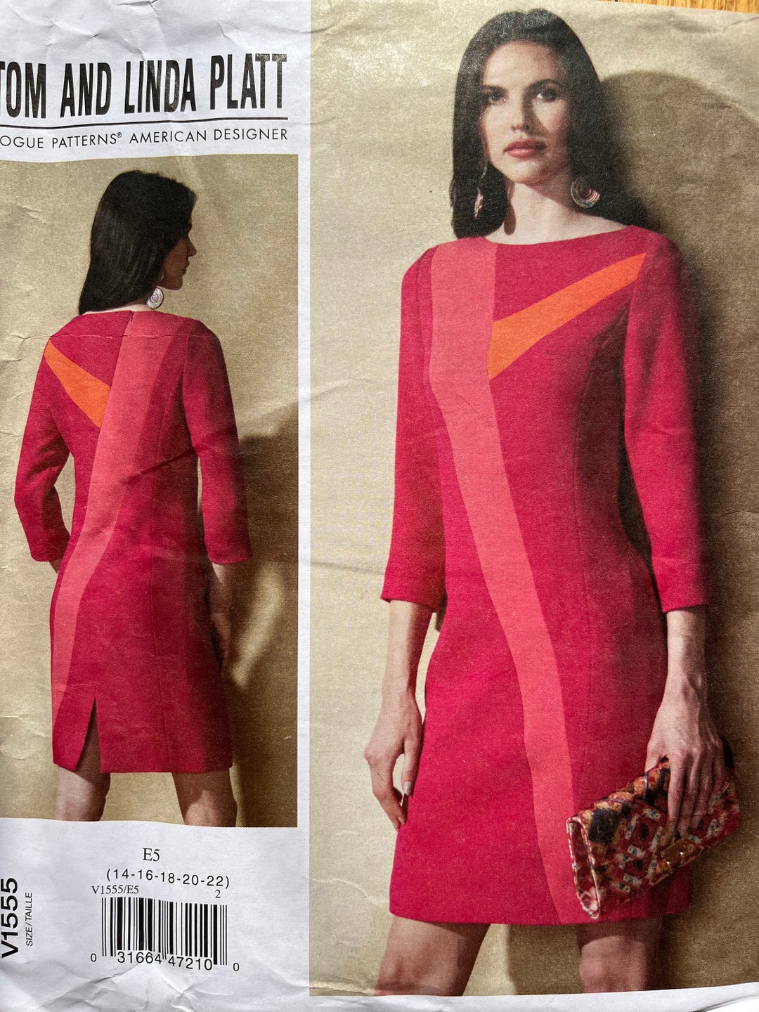 Vogue 1555, Uncut, Tom and Linda Platt, Princess Seam Dress, Color Block Dress, Size 14-16-18-20 ...