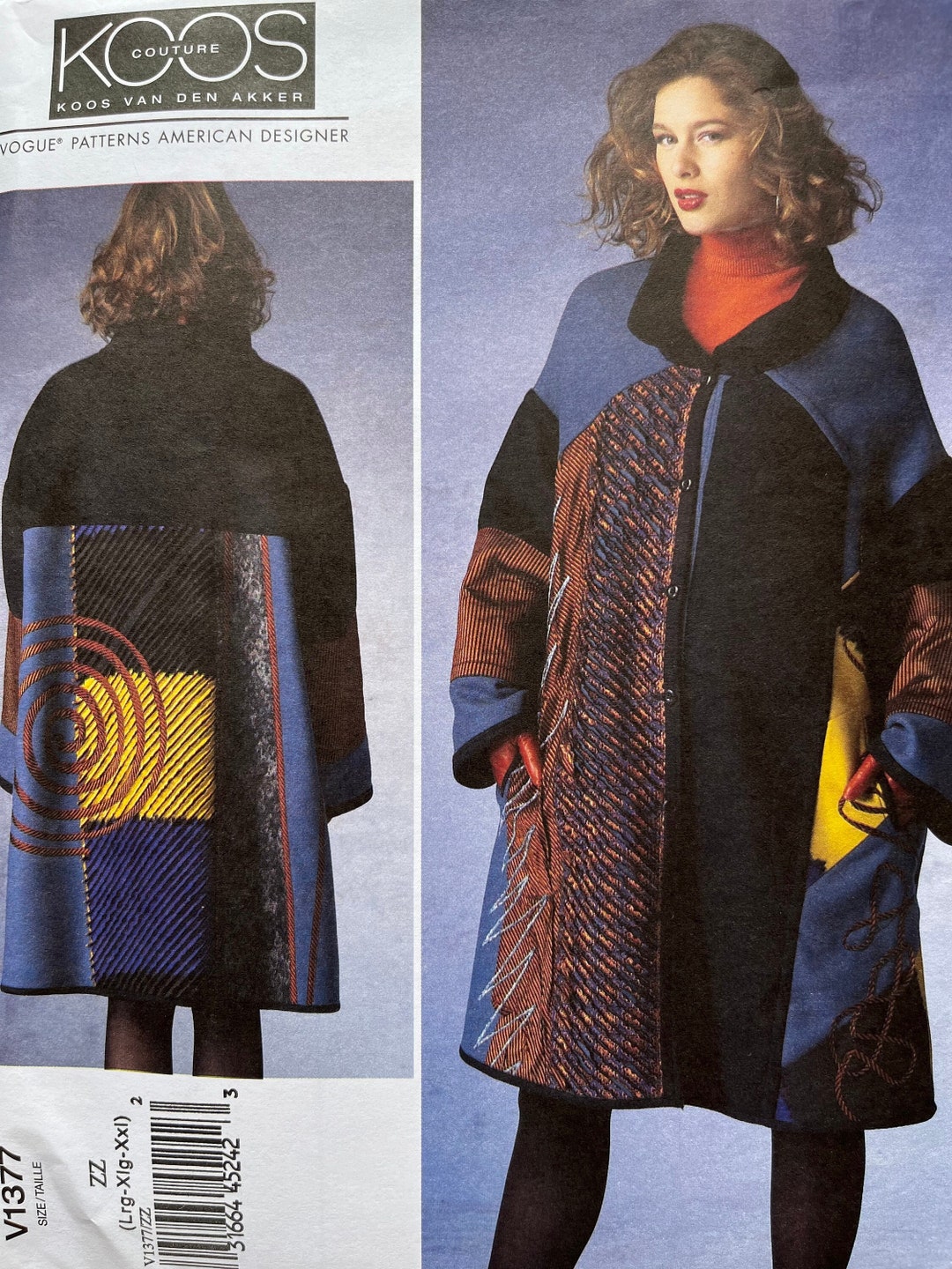 Vogue 1377, Uncut, Koos Couture, Art Coat, Yoked A-line Coat, Size Lg ...