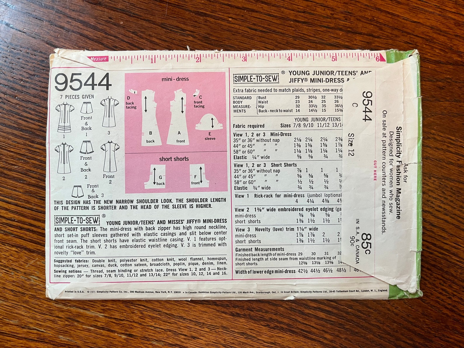 Simplicity 9544 Jiffy Mini Dress and Hot Pants Shorty - Etsy