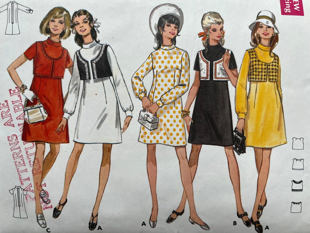Butterick 5231, Mod Dress and Cropped Vest, A-line Dress With Stand ...