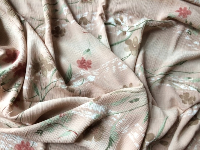 5 Yards Vintage Crinkle Rayon Watercolor Flowers Antique - Etsy
