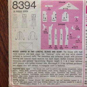 Simplicity 8394 Pinafore Blouse Scarf A-line Jumper - Etsy