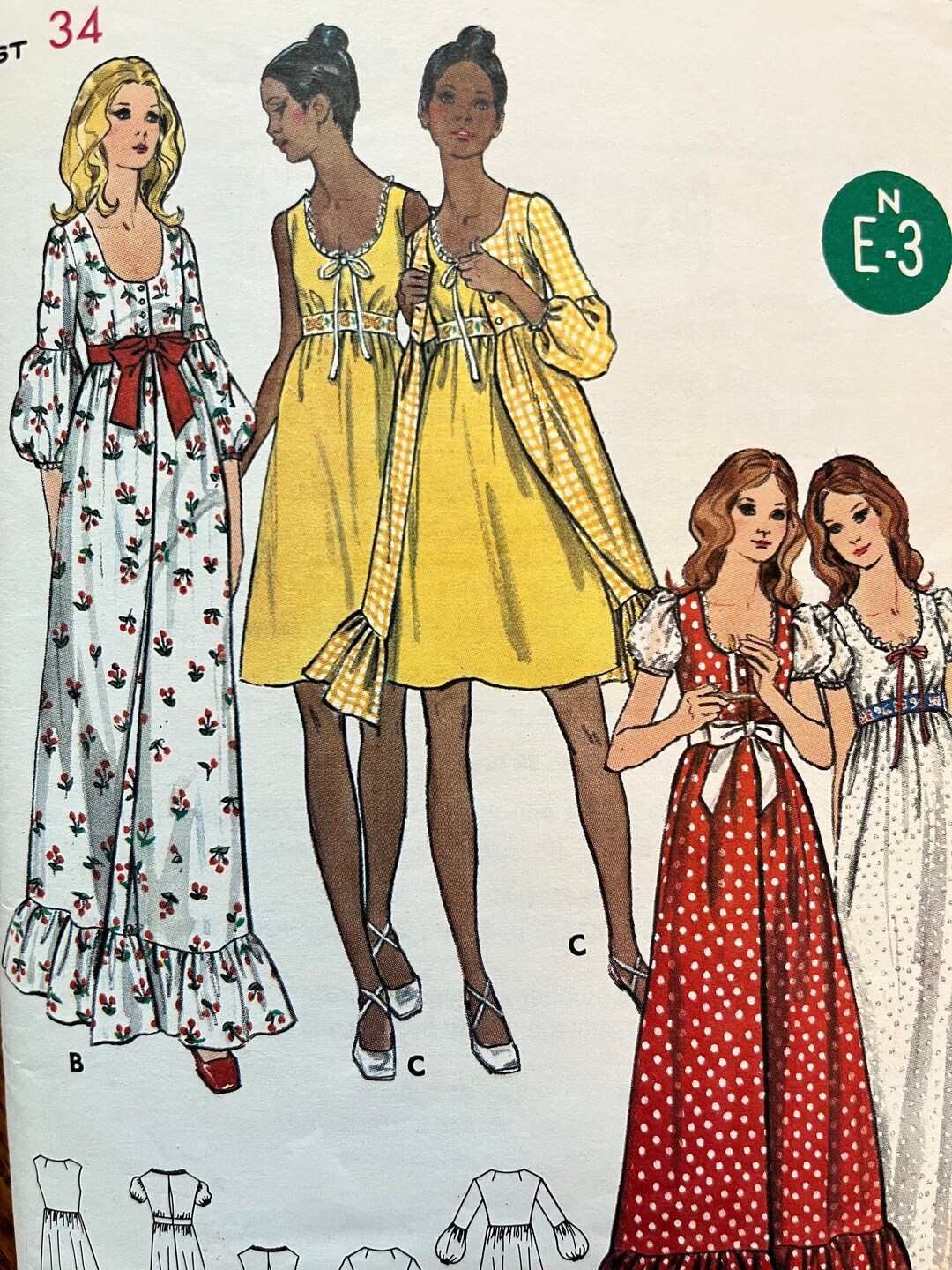 Butterick 6205 Scoop Neck Gown and Robe Empire Waist Dress - Etsy