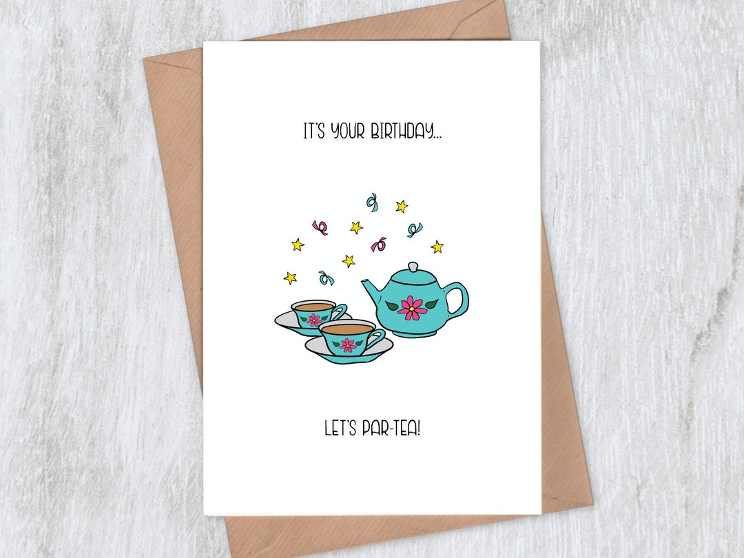 Tea Party Birthday Card Let's Par-tea - Etsy