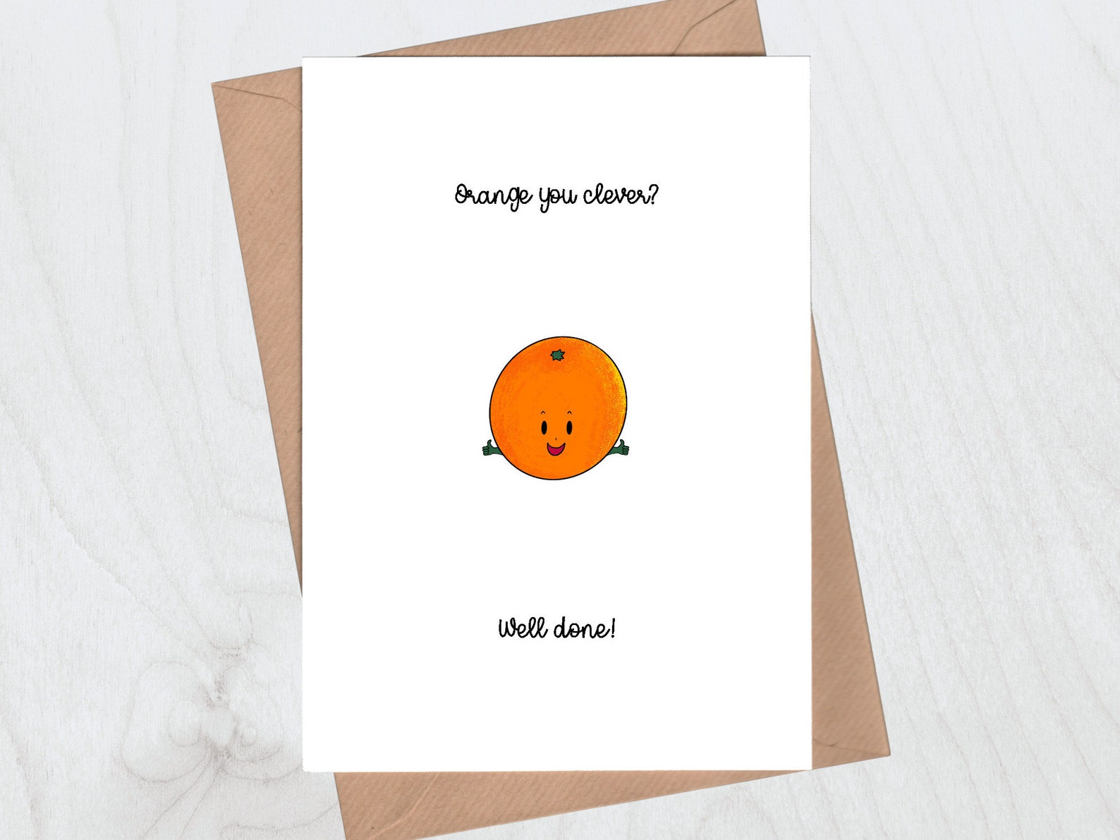 Cute Congratulations Card Orange you clever well done card | Etsy