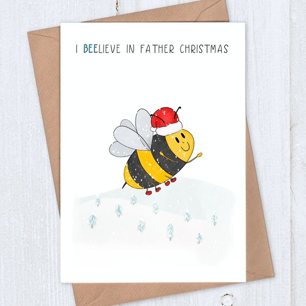 Bee Christmas Card - Etsy UK