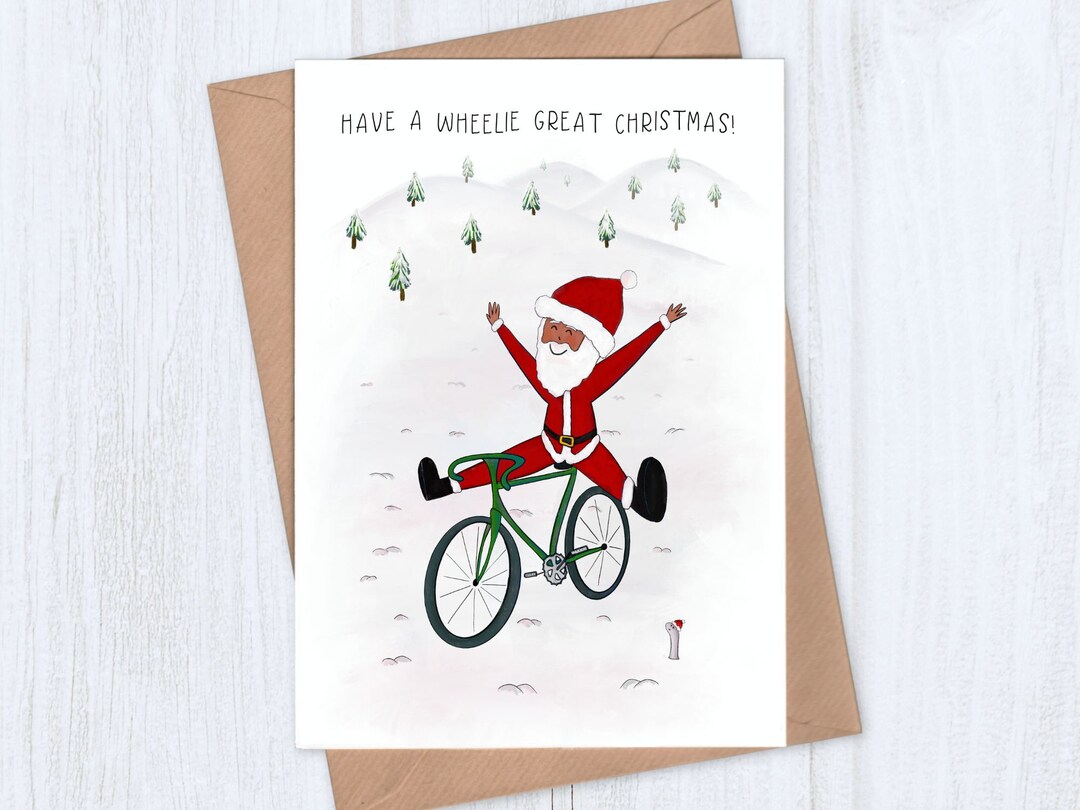 Cycling Christmas Card - Wheelie Great Christmas Card for Cyclist - Etsy