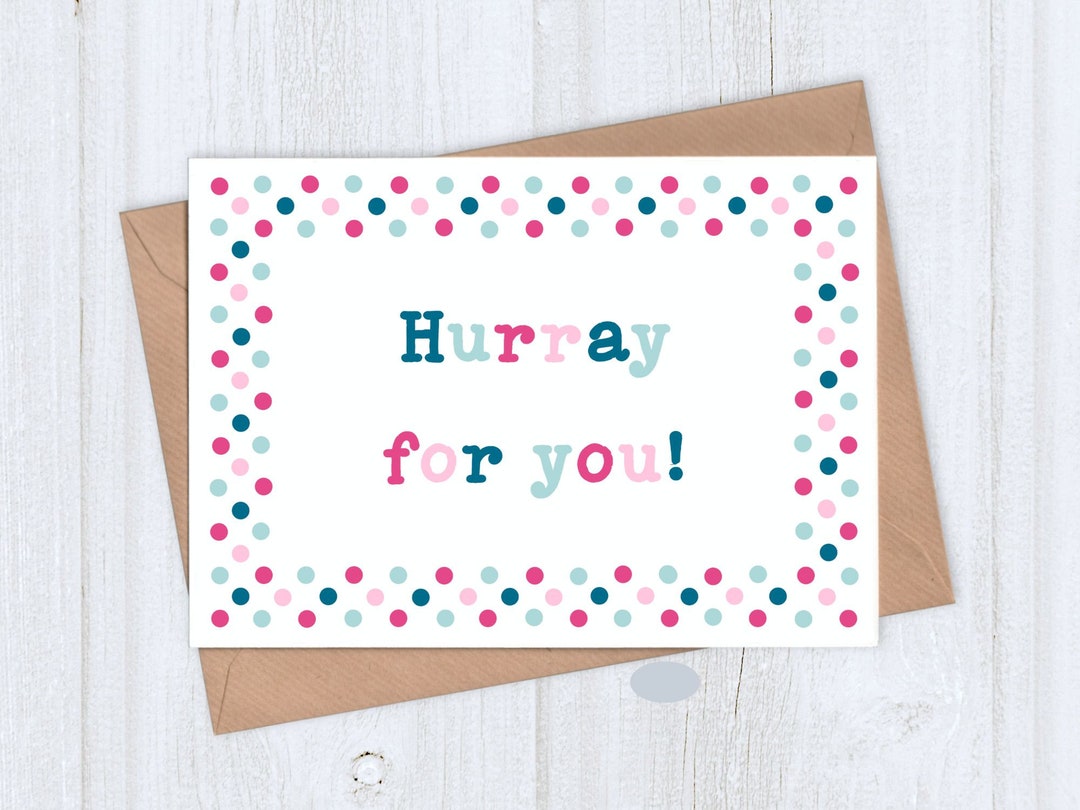 Dotty Congratulations Card Hurray for You New Job Exams and - Etsy