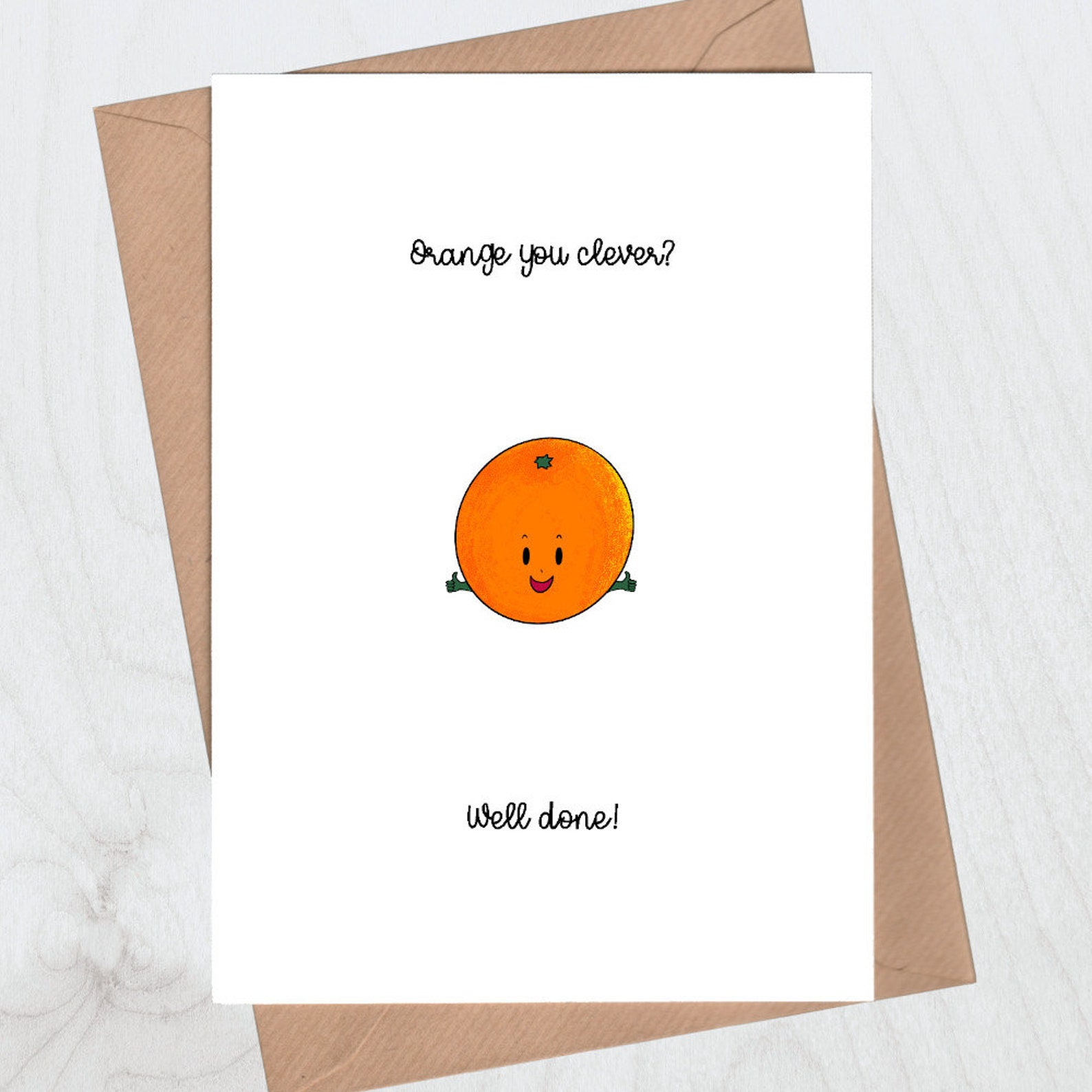 Cute Congratulations Card Orange you clever well done card | Etsy