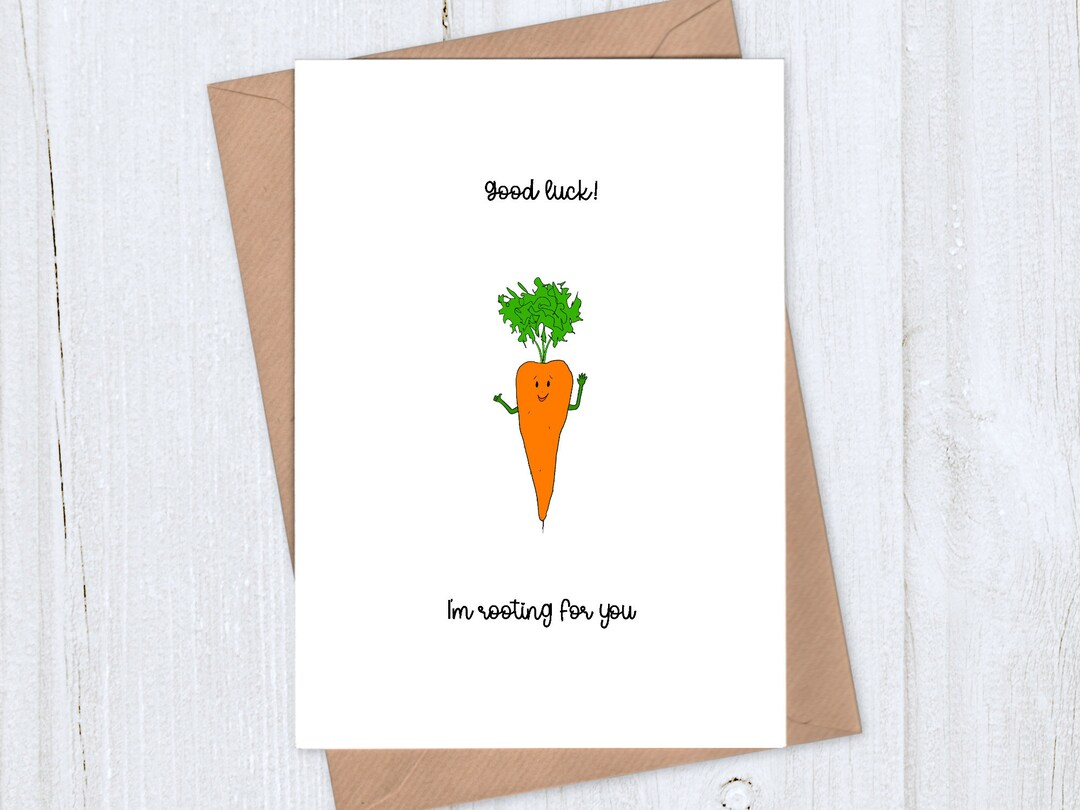 Good Luck Card: Carrot Pun - I'm Rooting for You - Etsy