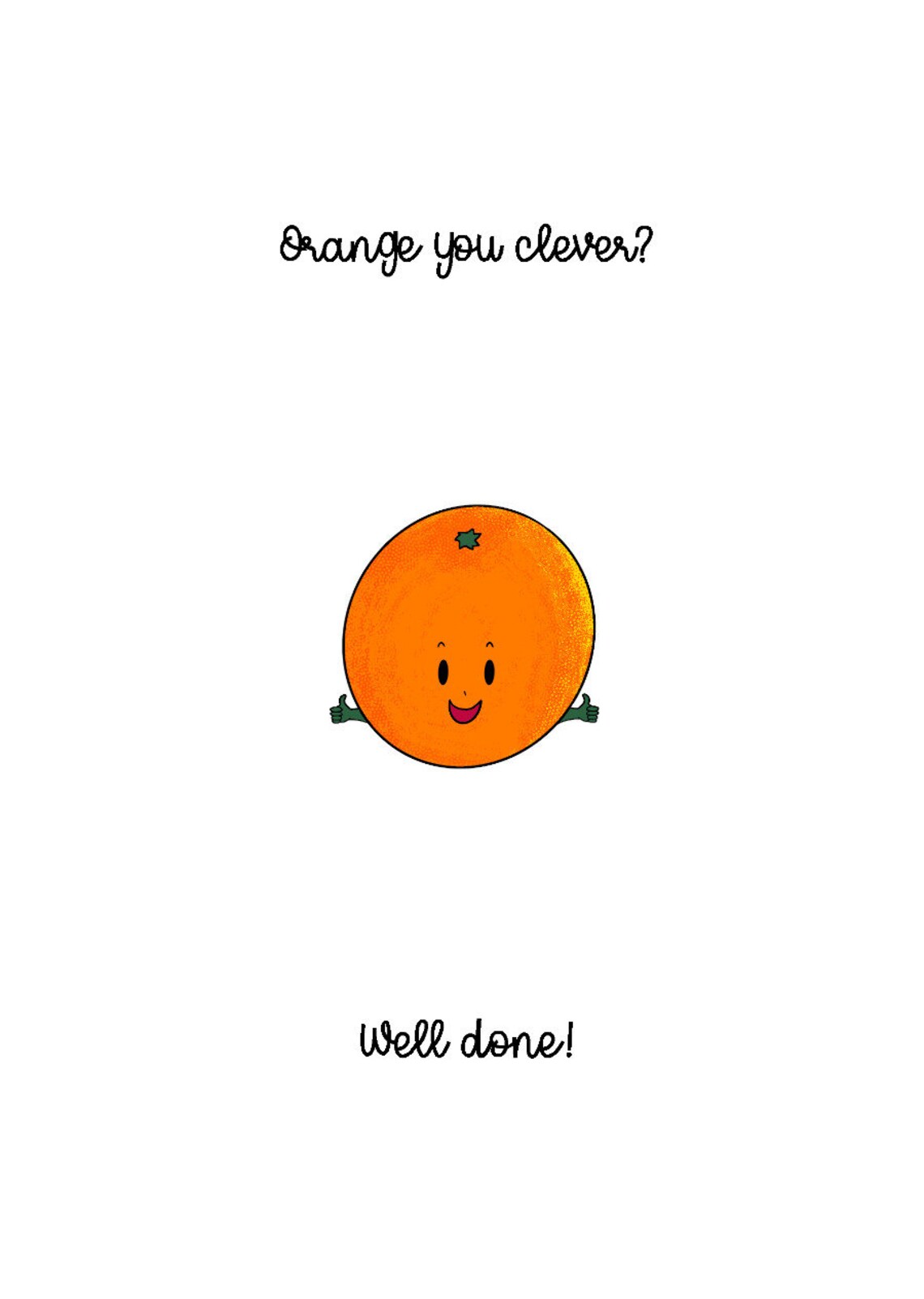 Cute Congratulations Card Orange you clever well done card | Etsy