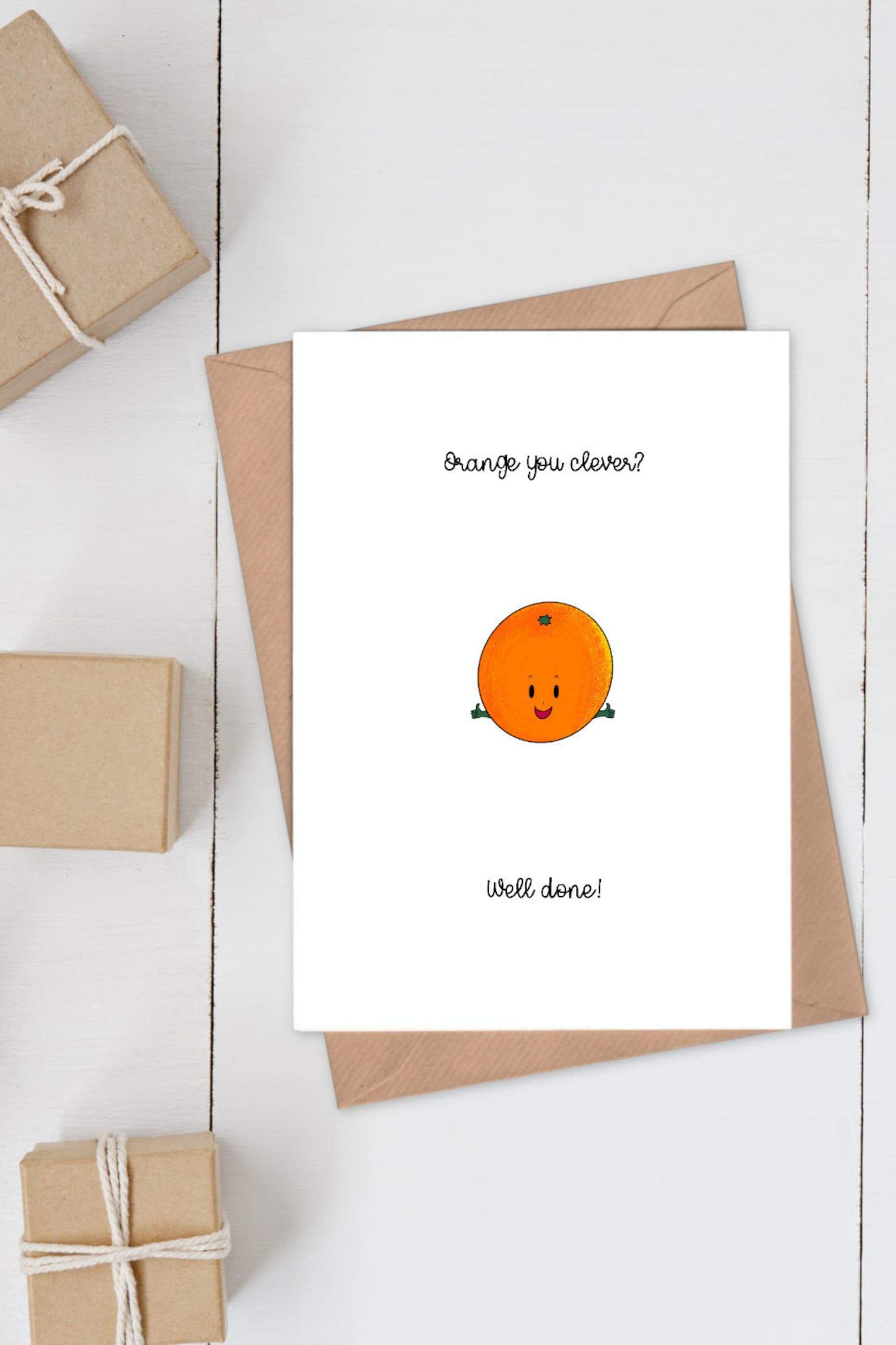 Cute Congratulations Card Orange You Clever Well Done Card - Etsy UK