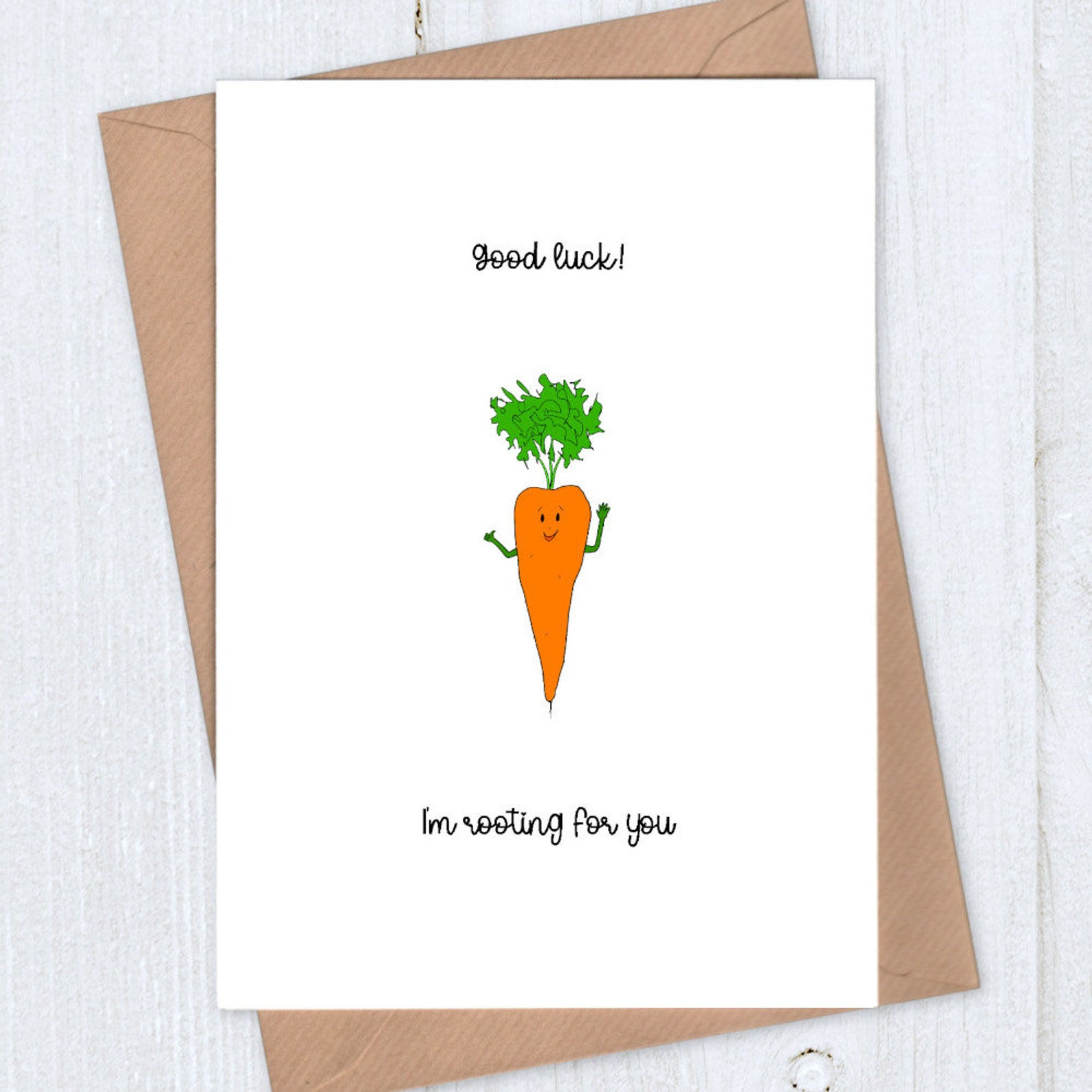 Good Luck Card: Carrot Pun - I'm Rooting for You - Etsy