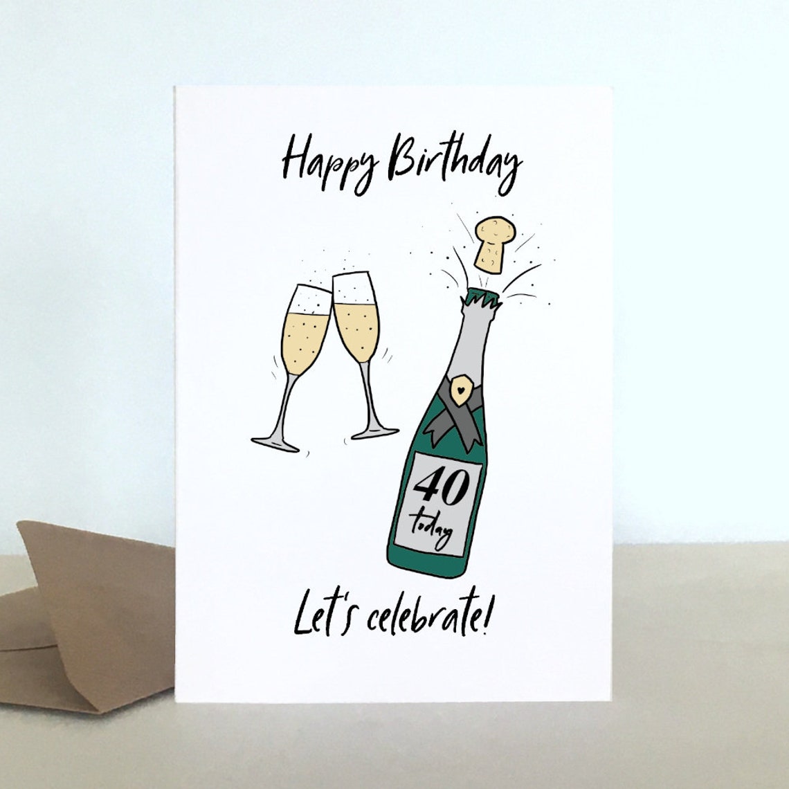 40th Birthday Card 40 Champagne Card Etsy