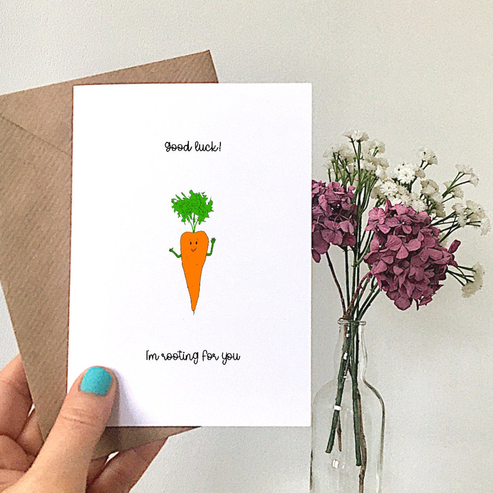 Cute Good Luck Card Pun I'm rooting for you | Etsy