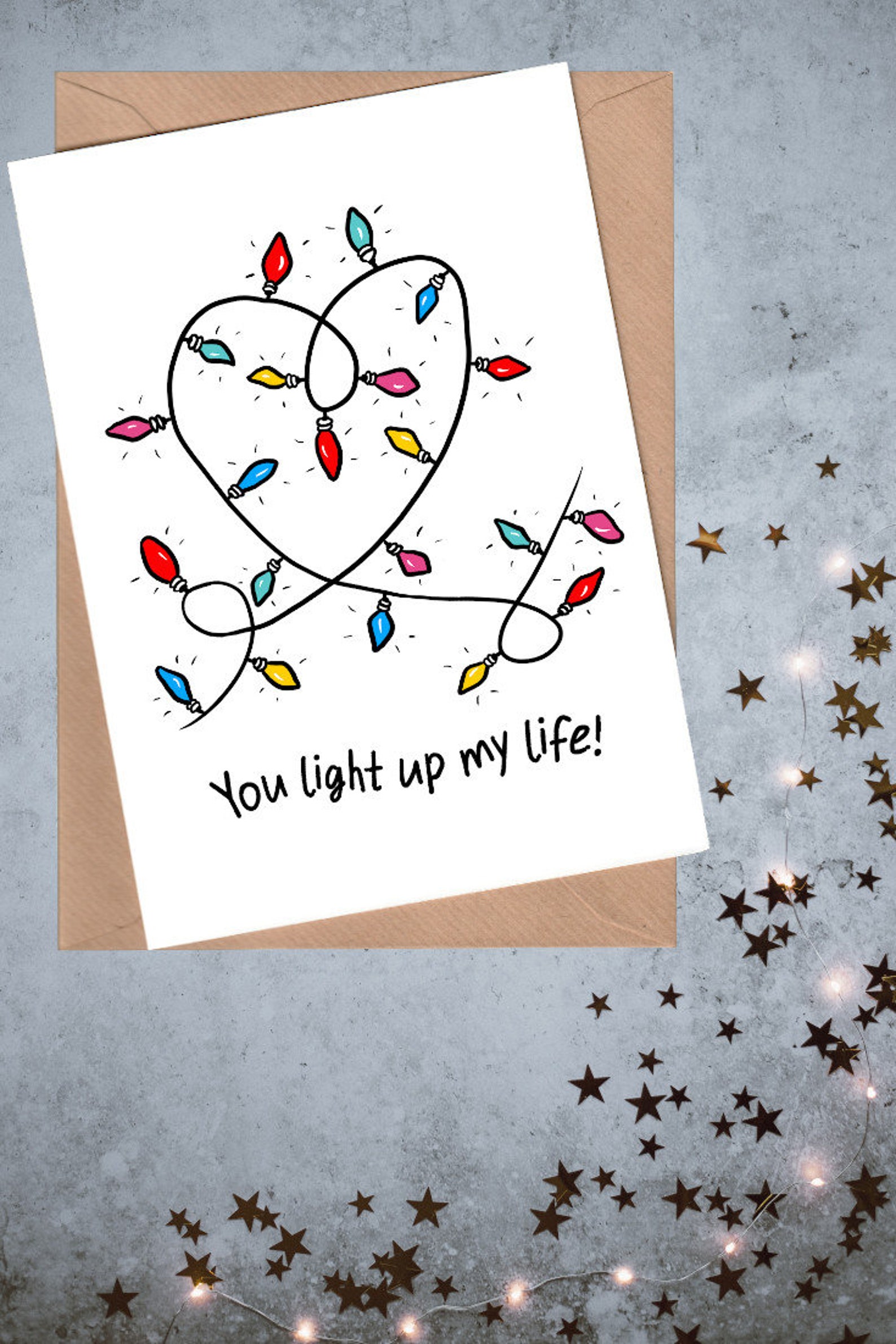 Romantic Holiday Card You Light up My Life - Etsy UK