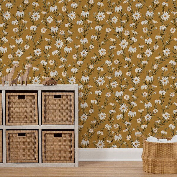 Ochre Wallpaper - Etsy