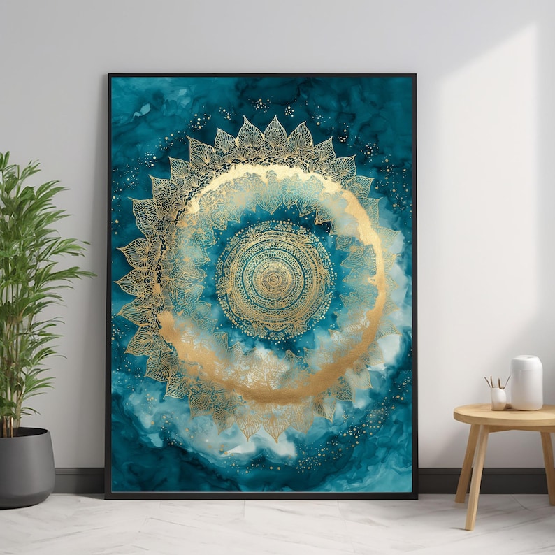 Galaxy Mandala Wall Art – Sacred Geometry Cosmic Design for Meditation ...