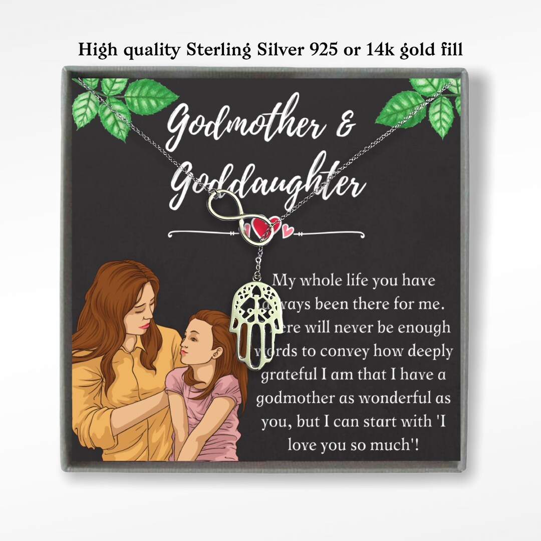 Godmother & Goddaughter Gift Necklace, Hamsa Hand Necklace, Silver 925 ...