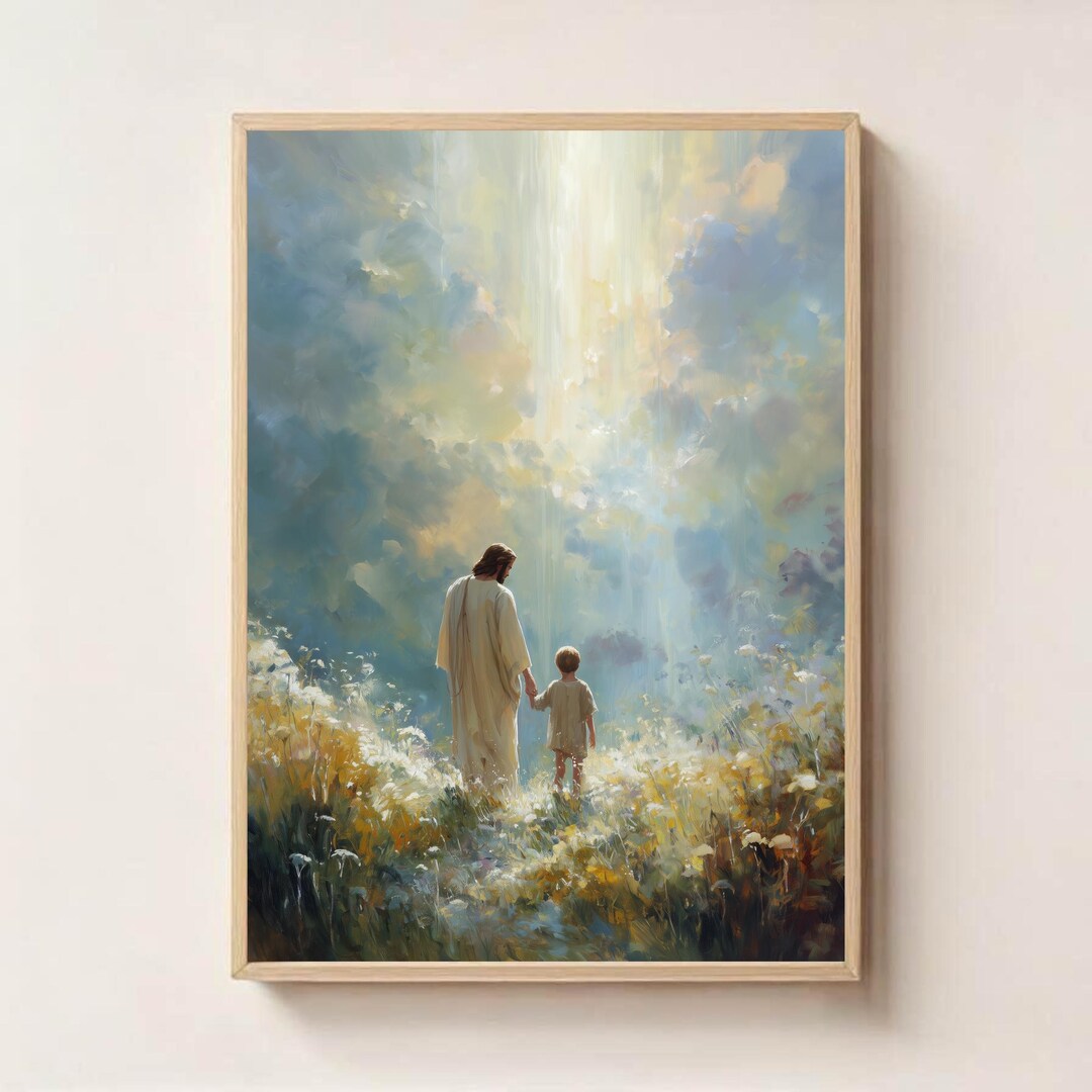Jesus Guiding a Boy to the Light – Inspirational Christian Wall Art ...