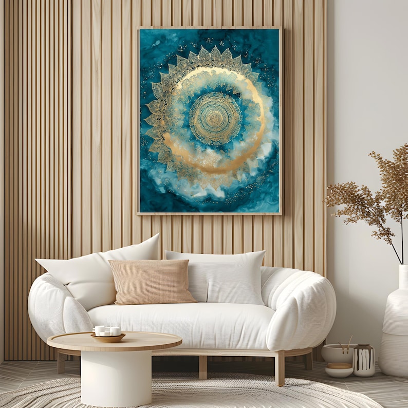 Galaxy Mandala Wall Art – Sacred Geometry Cosmic Design for Meditation ...