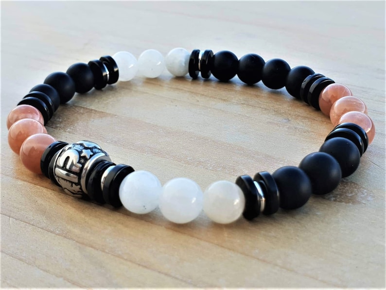 Libra Bracelet Zodiac Bracelet Matte Black Onyx Moonstone - Etsy