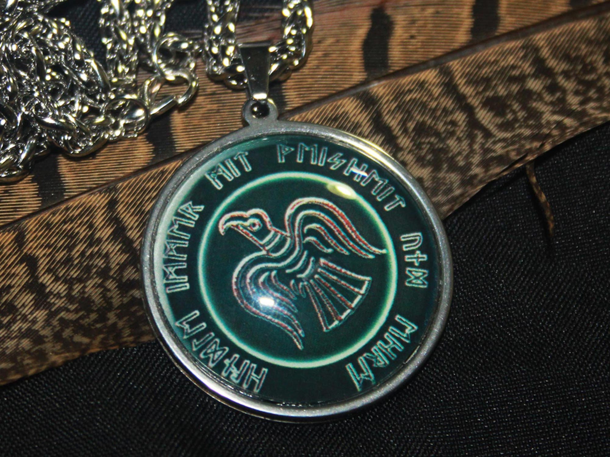 Stainless Steel Amulet With Raven Banners - Etsy