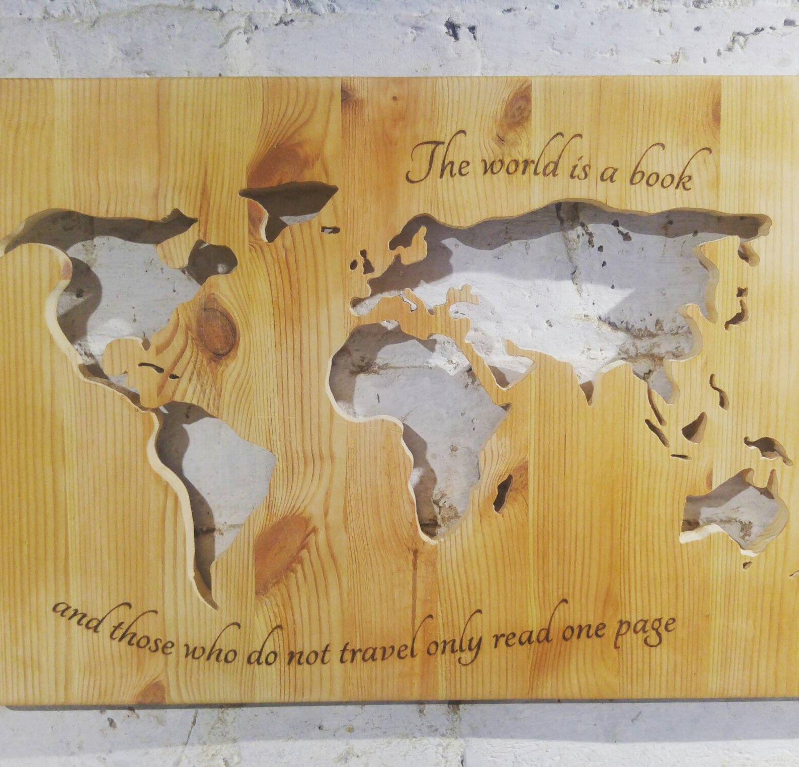 Wooden World Map With Custom Quote. Made From Reclaimed Wood. - Etsy