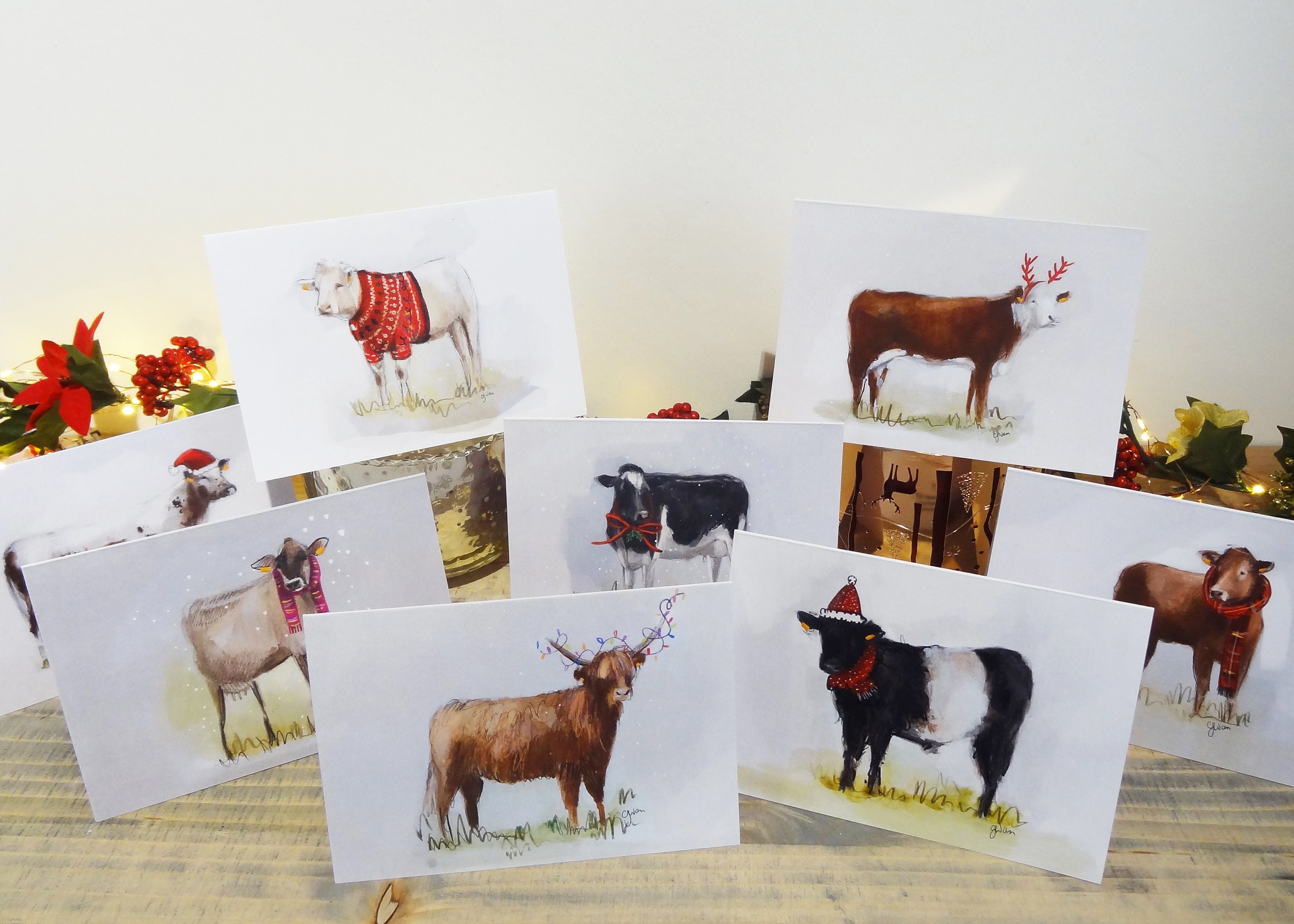 Cow Christmas Card Pack - Etsy UK