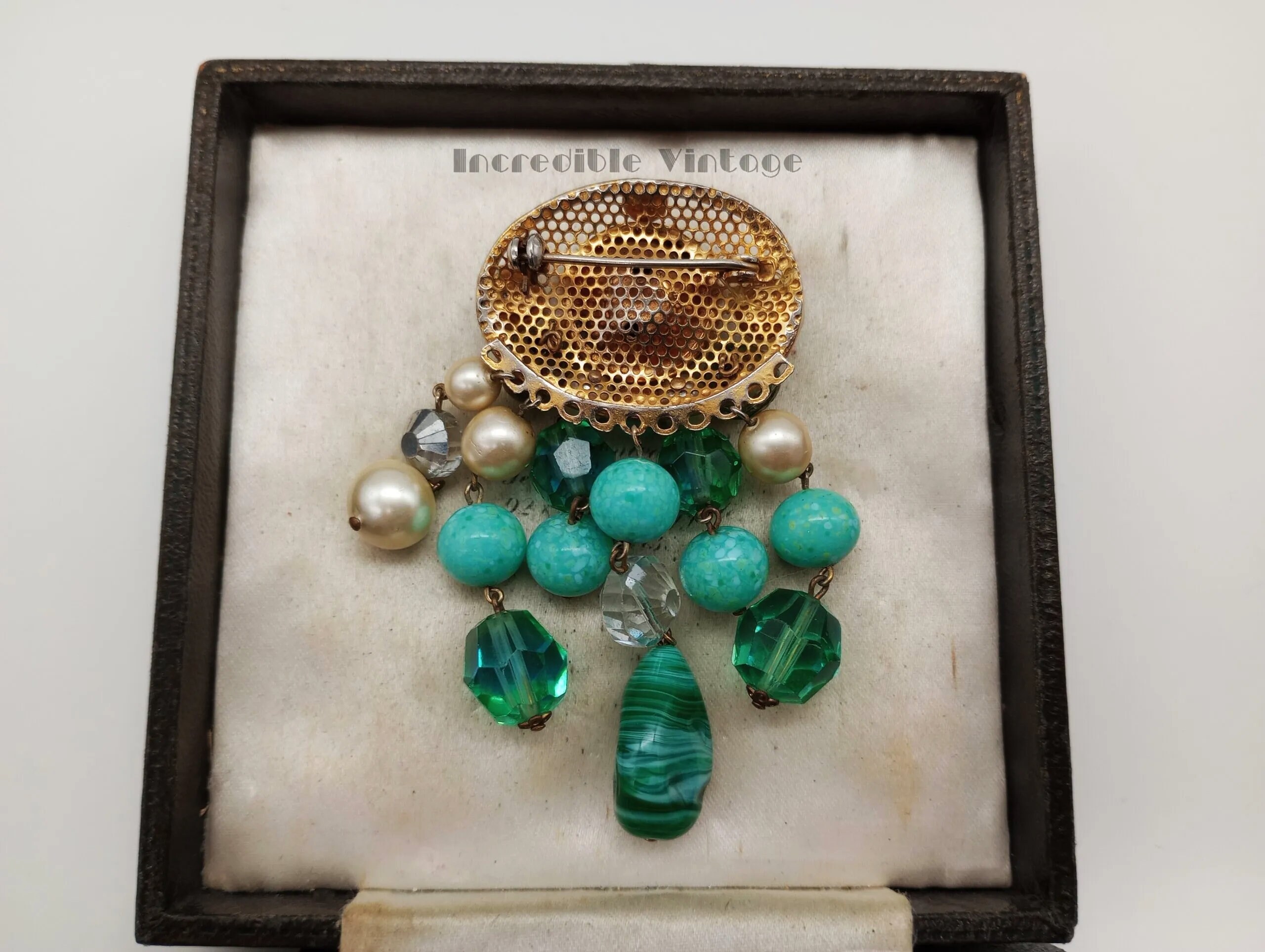 Vintage MIRIAM HASKELL Waterfall Cha Cha Brooch Venetian Czech Foil ...