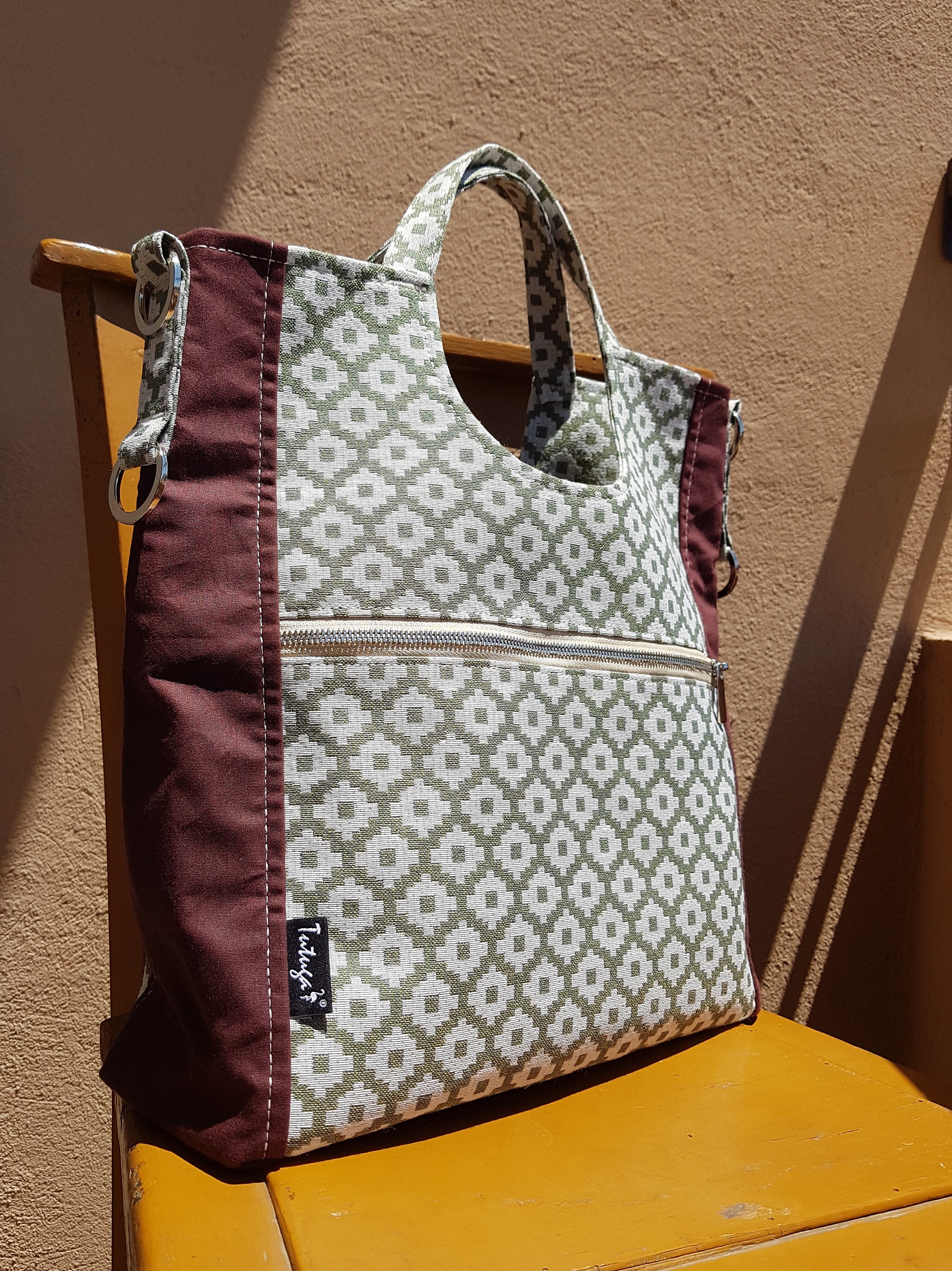 Liminka Crossbody Bag / Handbag With Oilcloth Inserts - Tapestry Fabric ...