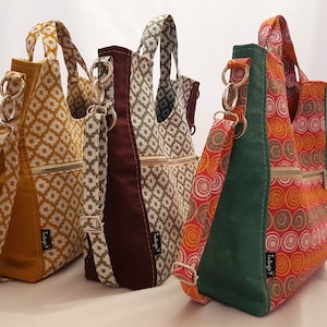 Liminka Crossbody Bag / Handbag With Oilcloth Inserts - Tapestry Fabric ...