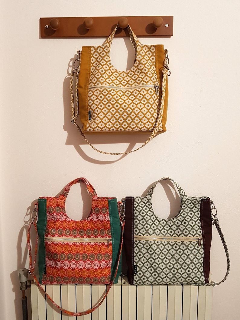 Liminka Crossbody Bag / Handbag With Oilcloth Inserts - Tapestry Fabric ...
