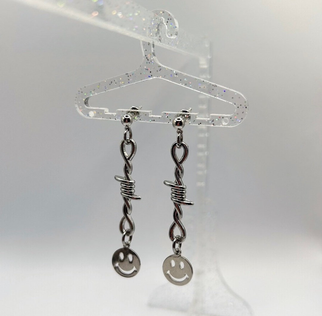 Barbed Wire Smiley Face Earrings - Etsy