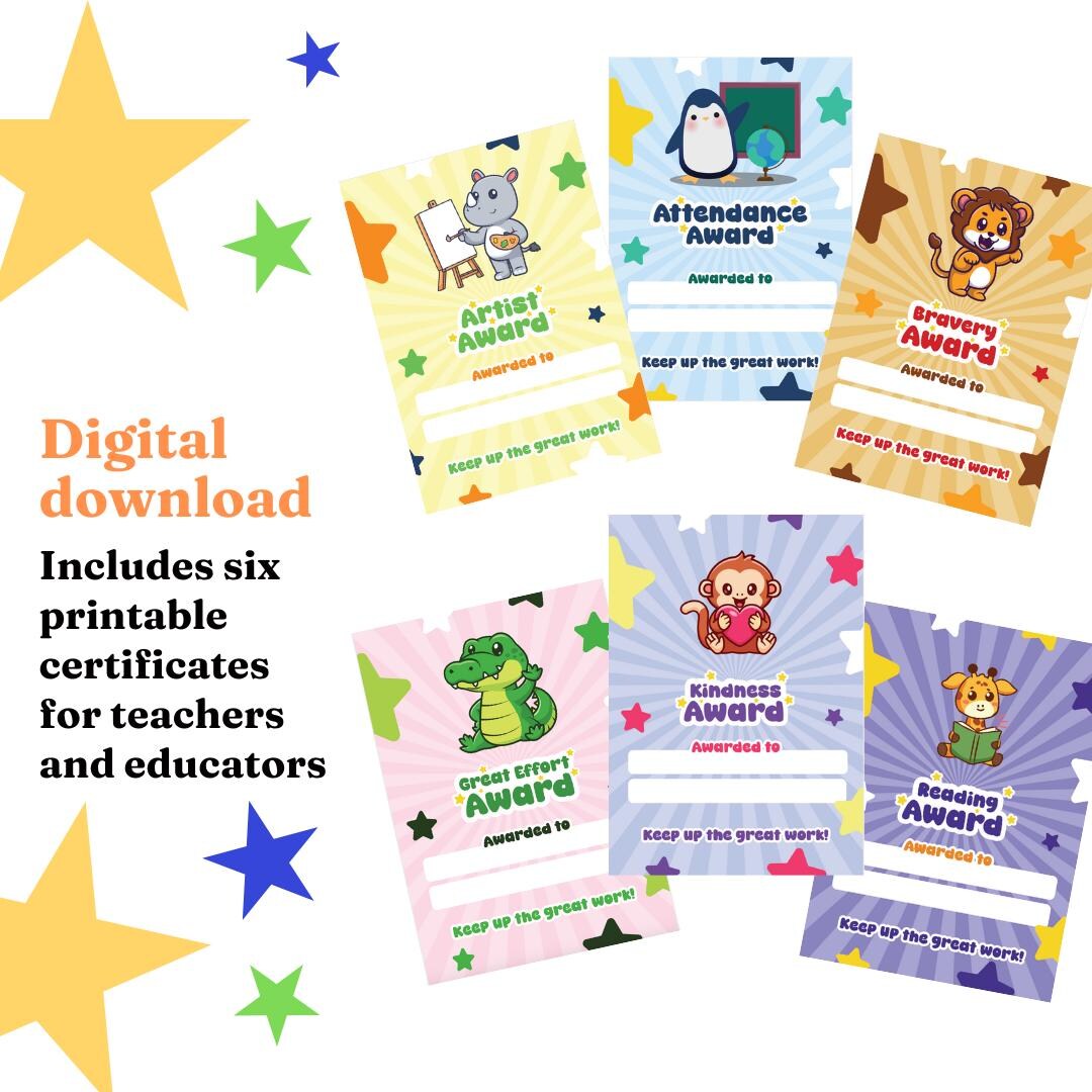 Animal Certificates for Primary School Children: Digital Certificates ...