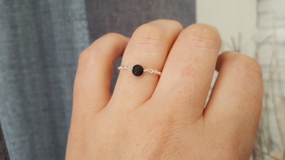 Fine bague chaine argent massif 925 pierre volcanique bague - Etsy France