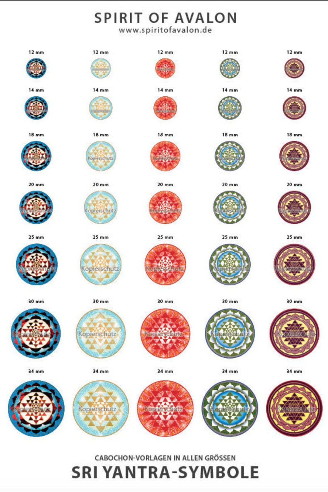Cabochon Templates SRI YANTRA in All Sizes - Etsy