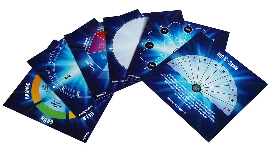 Pendulum Set for Beginners – 3 Pendulum Cards With 6 Motifs Plus ...