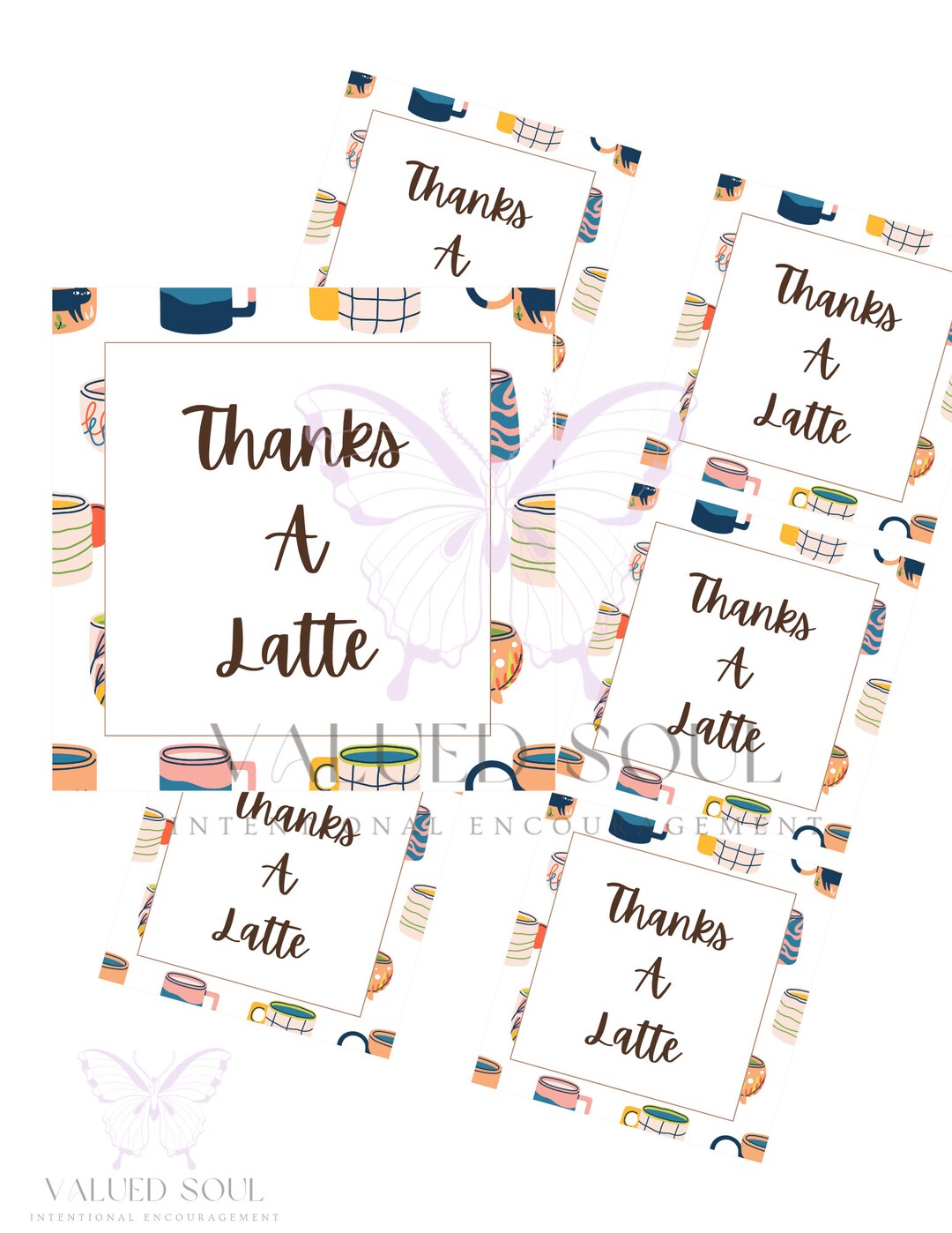 Thanks A Latte Gift Tag | Printable Tag | Coffee Gift Tag ...